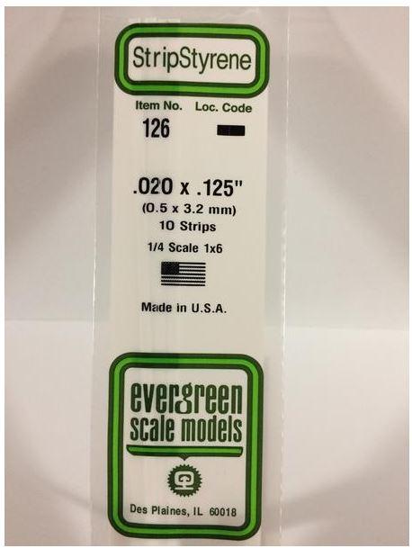 Stripstyrene White 0.5 x 3.2mm (10) 126 – Kapiti Hobbies
