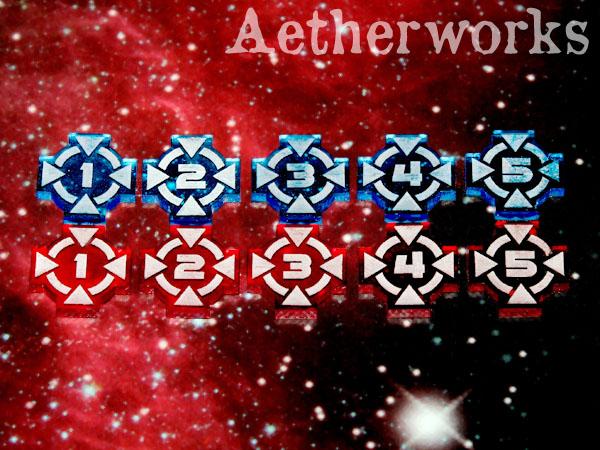 Target Lock Tokens (1-5) x 10 - Translucent Blue/Red (10) – Kapiti Hobbies