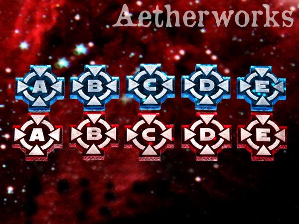 Target Lock Tokens (A-E) x 10 - Translucent Blue/Red (10) – Kapiti Hobbies